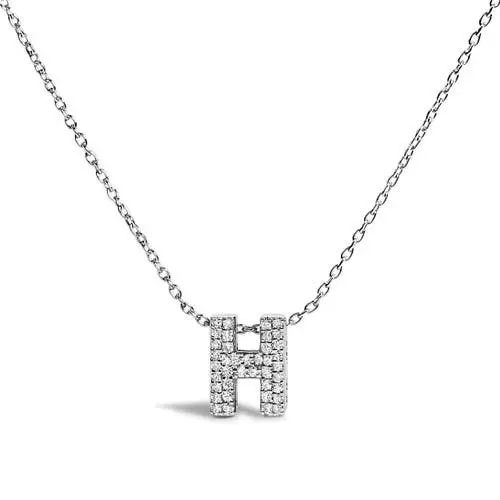 HAUS OF BRILLIANCE 10k Gold Diamond Accent Initial Pendant Necklace - White | H
